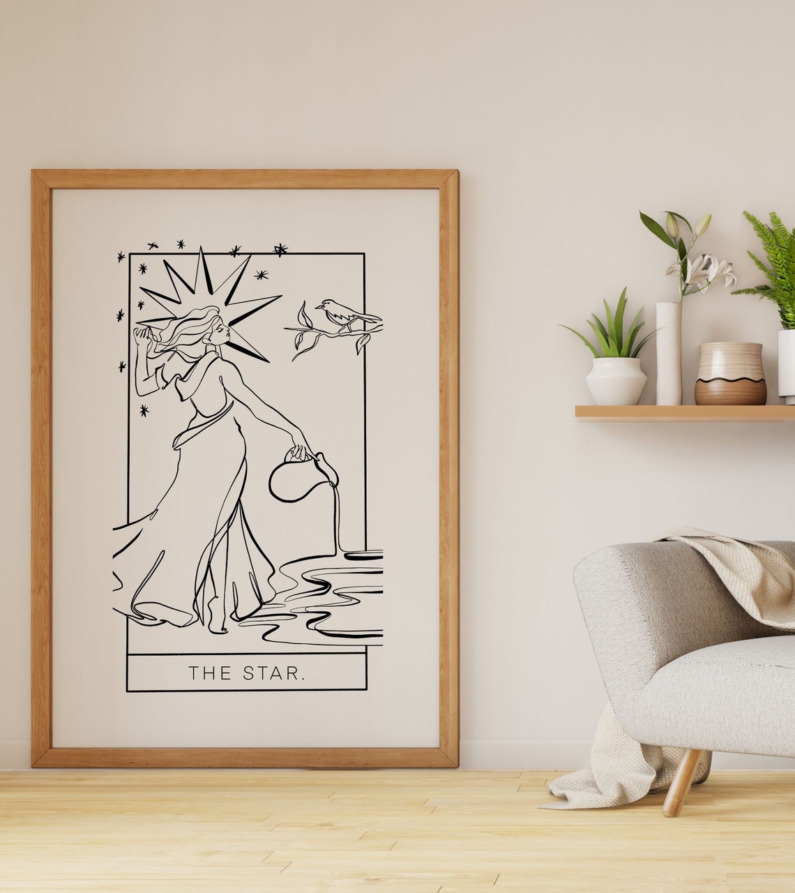 The Star, Tarot Cards, Printable One Line Drawing, Feminine Continuous ...