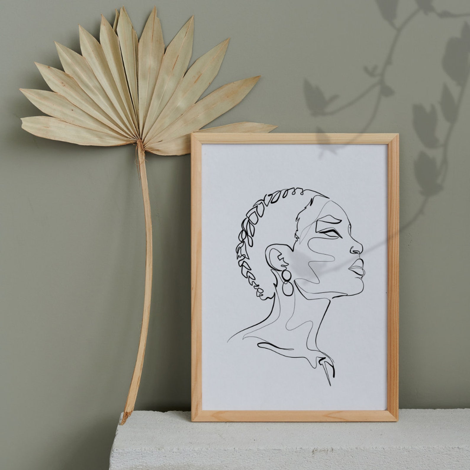 Abstract Female Face Print Printable One Line Drawing Feminine