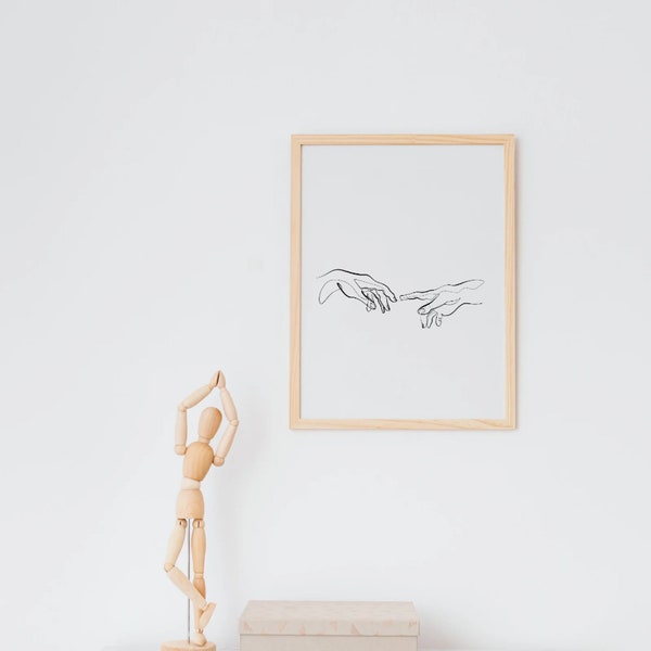 Hands of God Line Art - Etsy