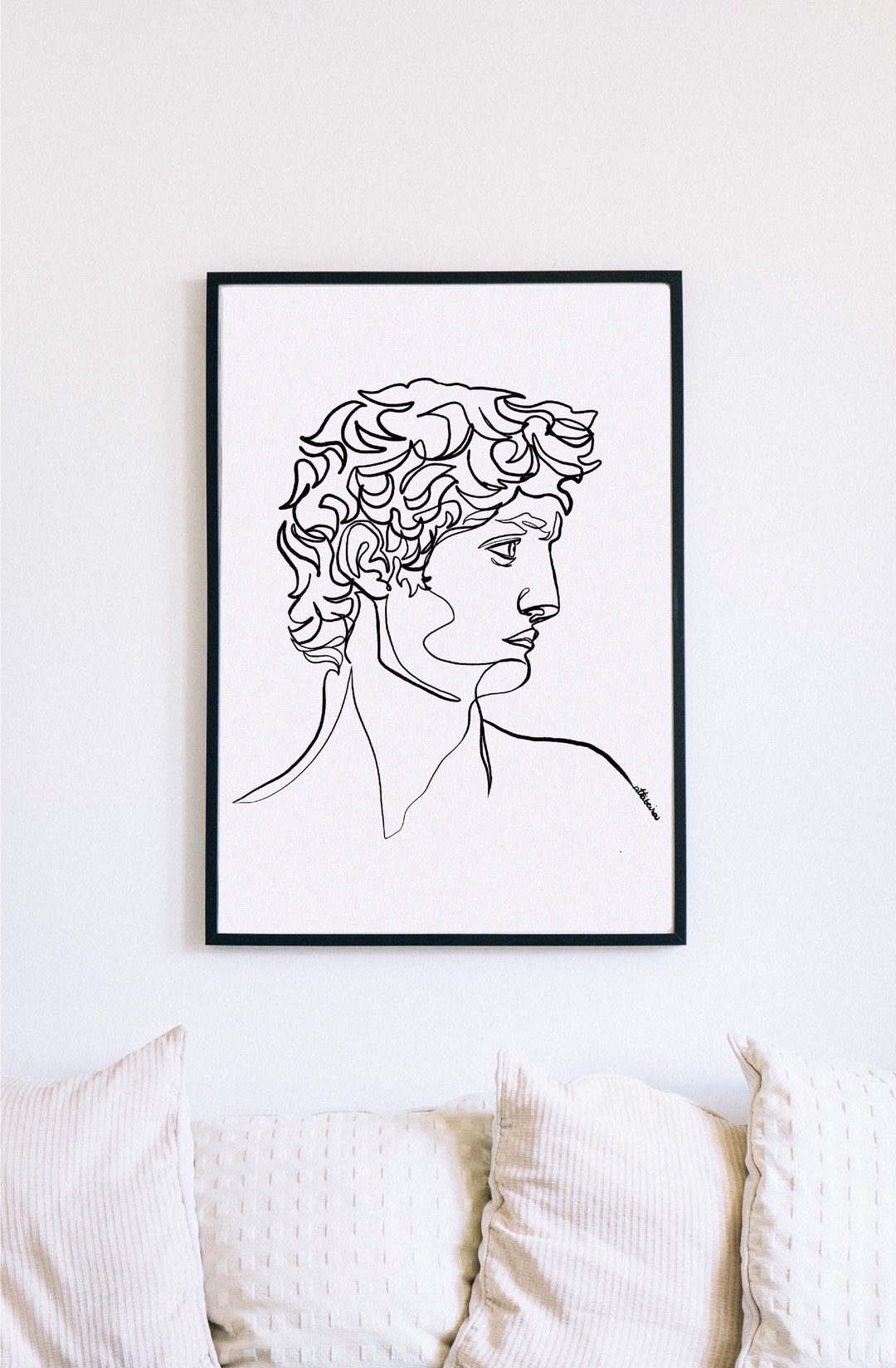 David, Sculpture, Decor, Printable One Line Drawing, Masculine Greek ...
