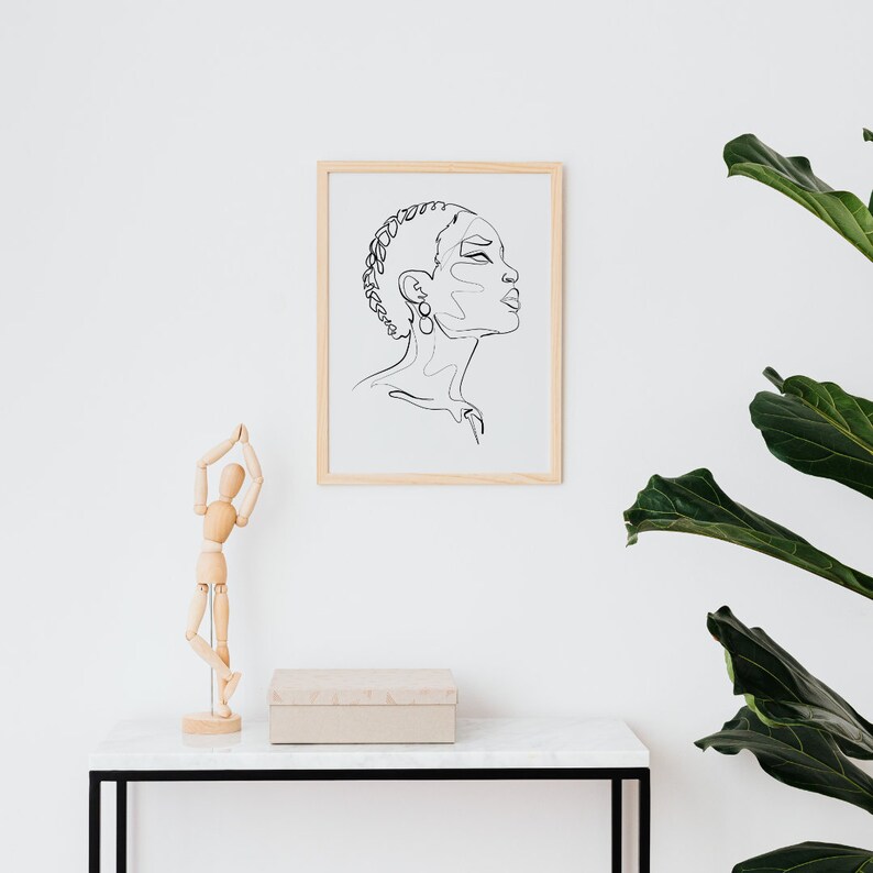 Abstract Female Face Print Printable One Line Drawing Feminine