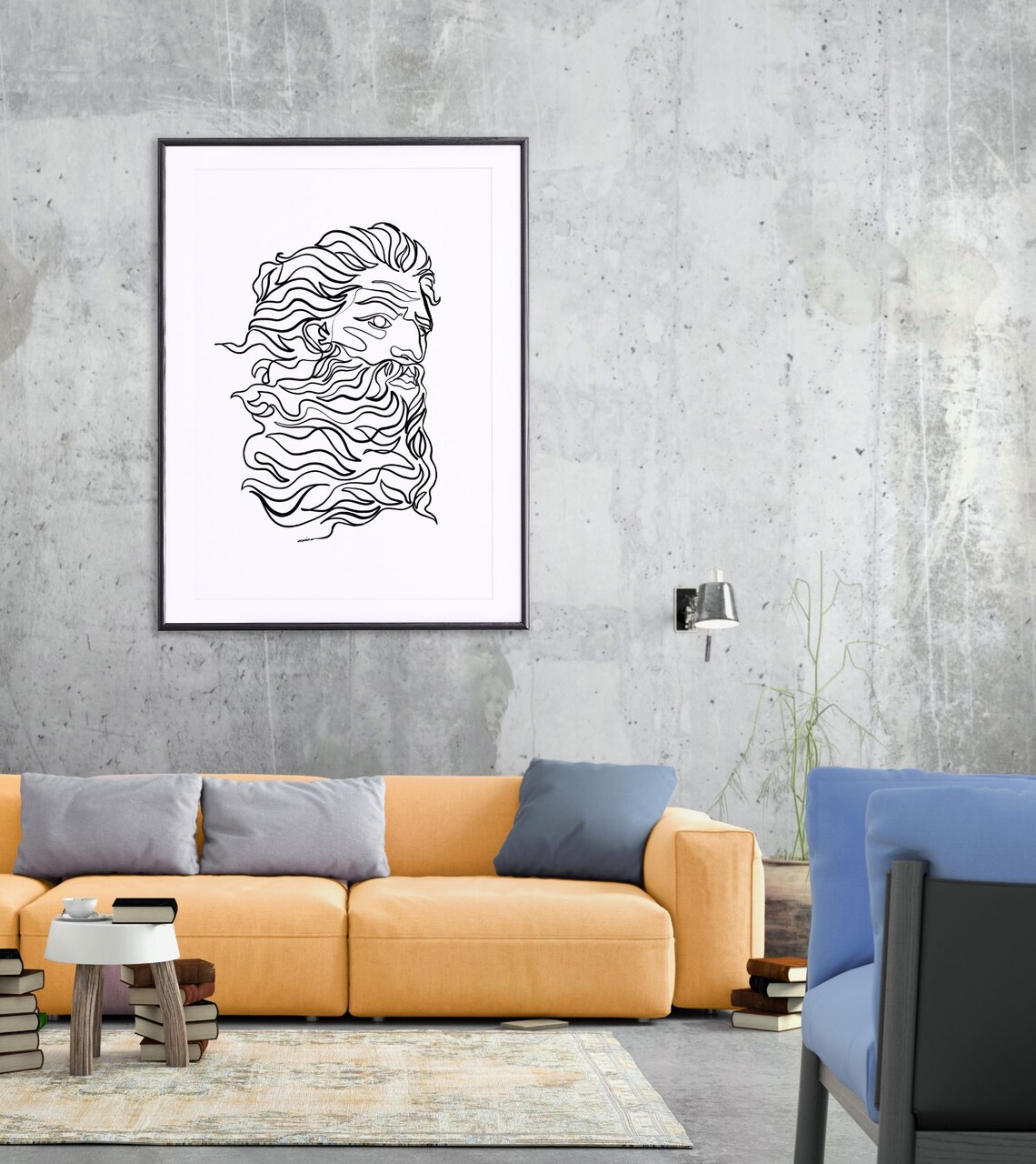 Zeus, God of Thunder, Sculpture, Printable One Line Drawing, Masculine ...