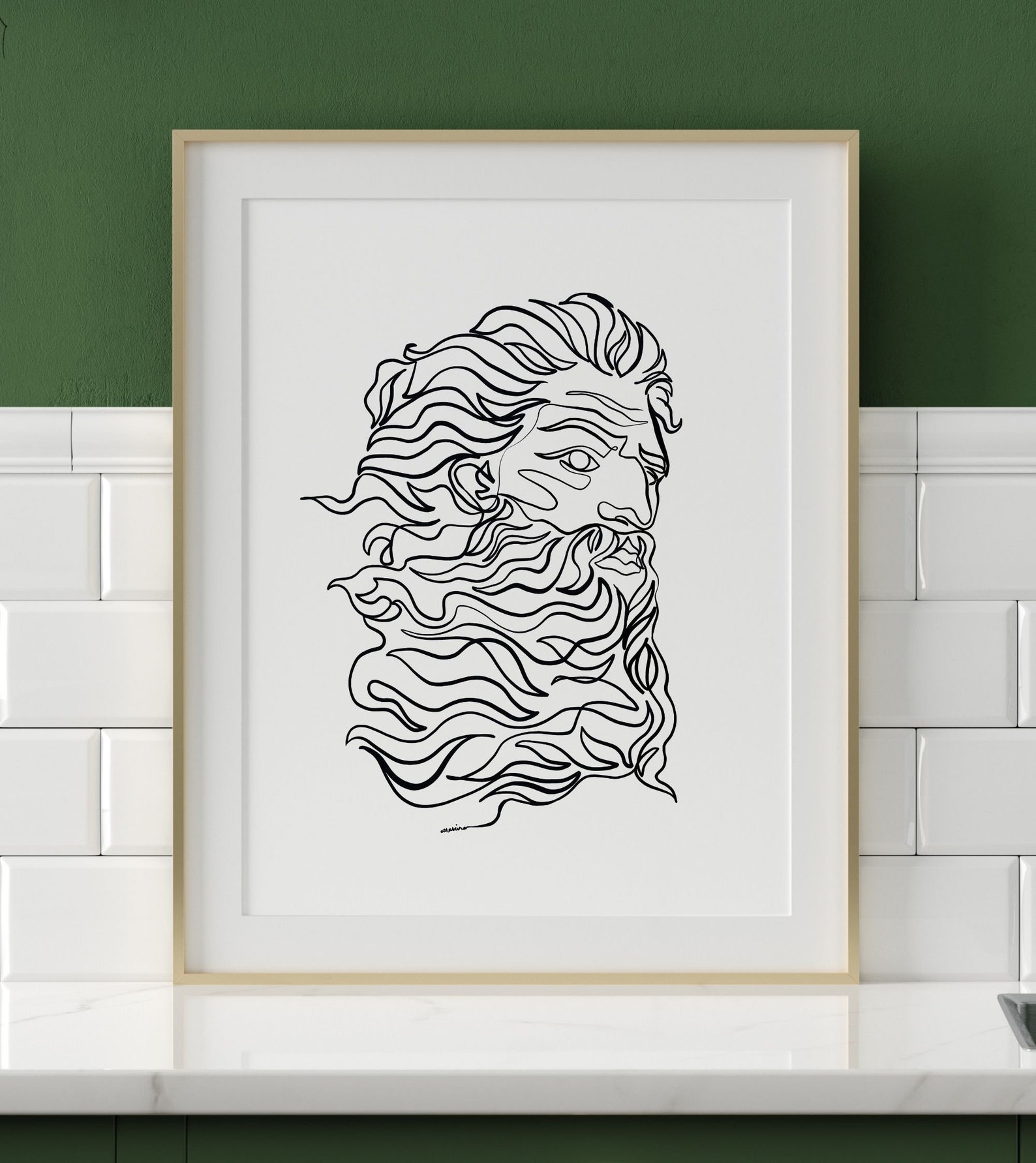 Zeus, God of Thunder, Sculpture, Printable One Line Drawing, Masculine ...