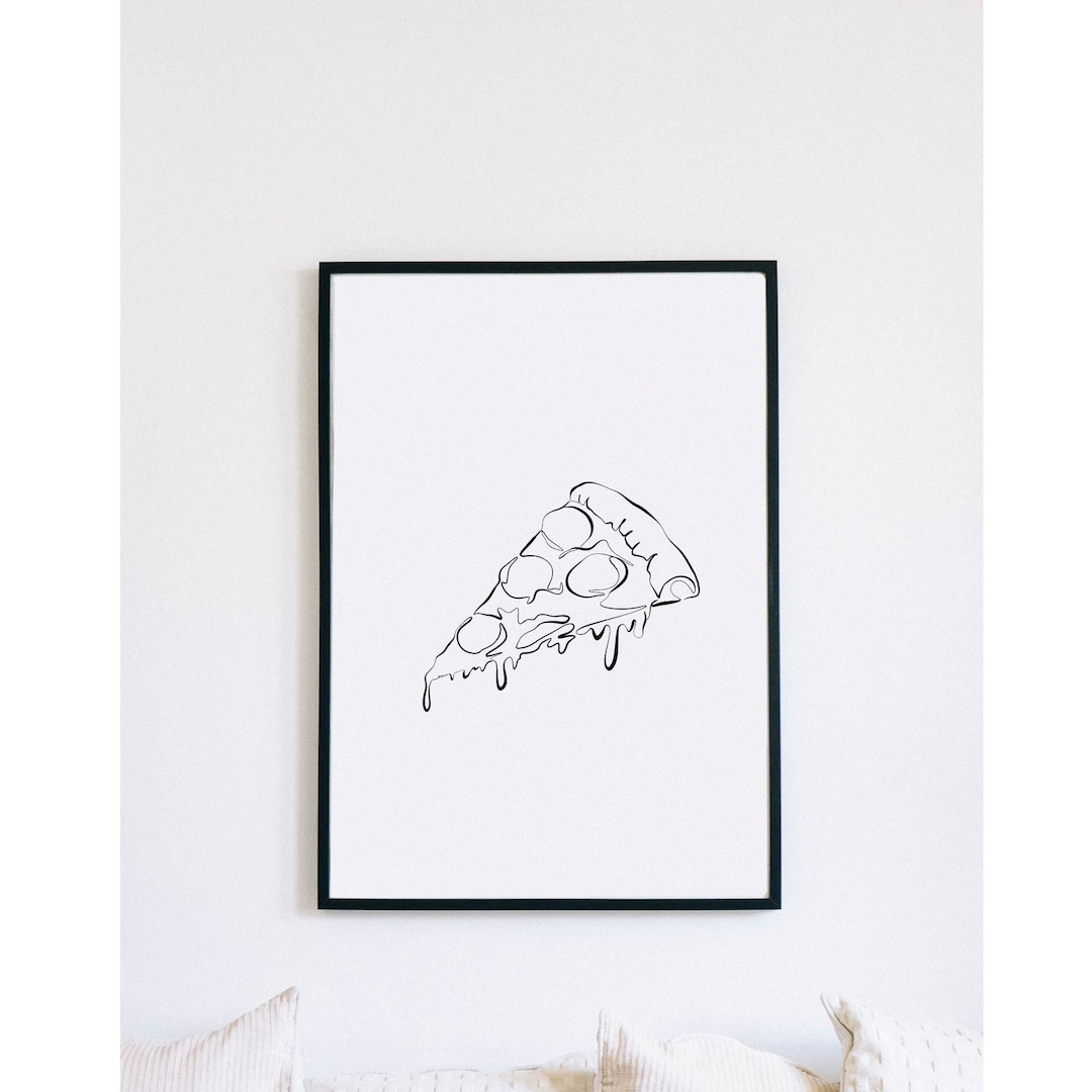 One-line Pizza Print, Printable One Line Drawing, Pizza Continuous ...