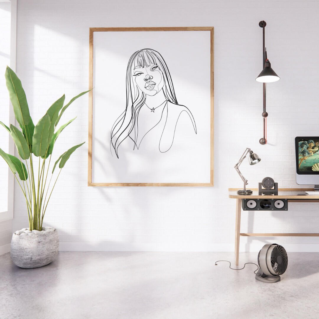 Abstract Female Face Print, Printable One Line Drawing, Feminine ...