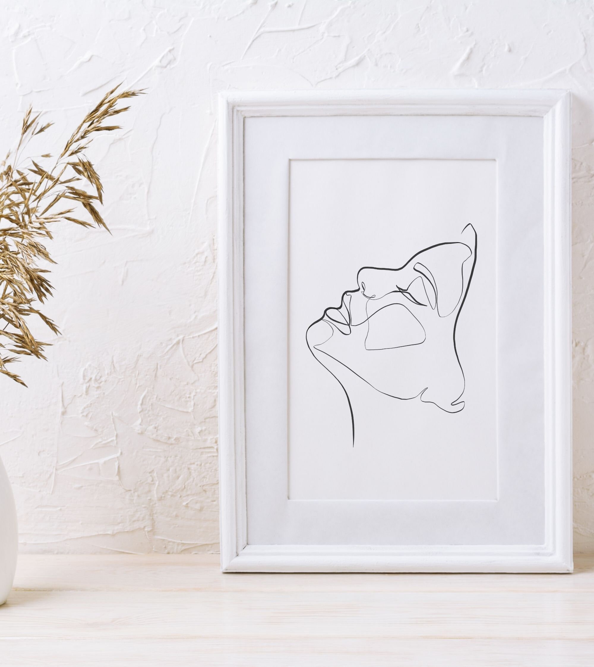 Profile Female Face Print, Printable One Line Drawing, Feminine ...