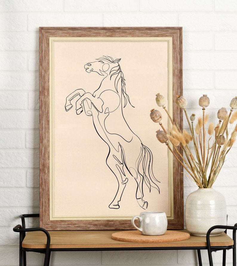Horse Printable Art Minimal Horse Art Minimalist Line Art - Etsy