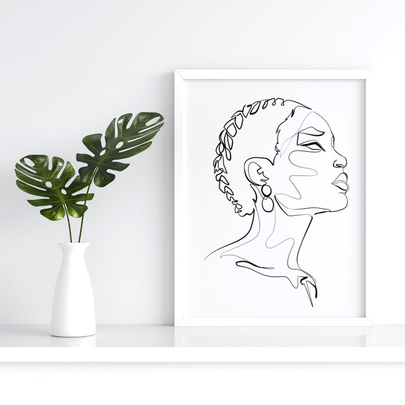 Abstract Female Face Print, Printable One Line Drawing, Feminine ...
