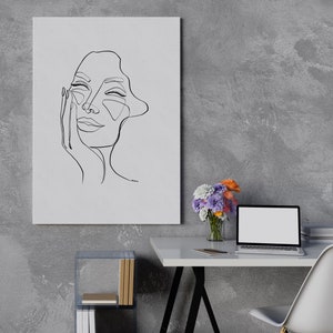 Abstract Female Face Print, Printable One Line Drawing, Feminine ...