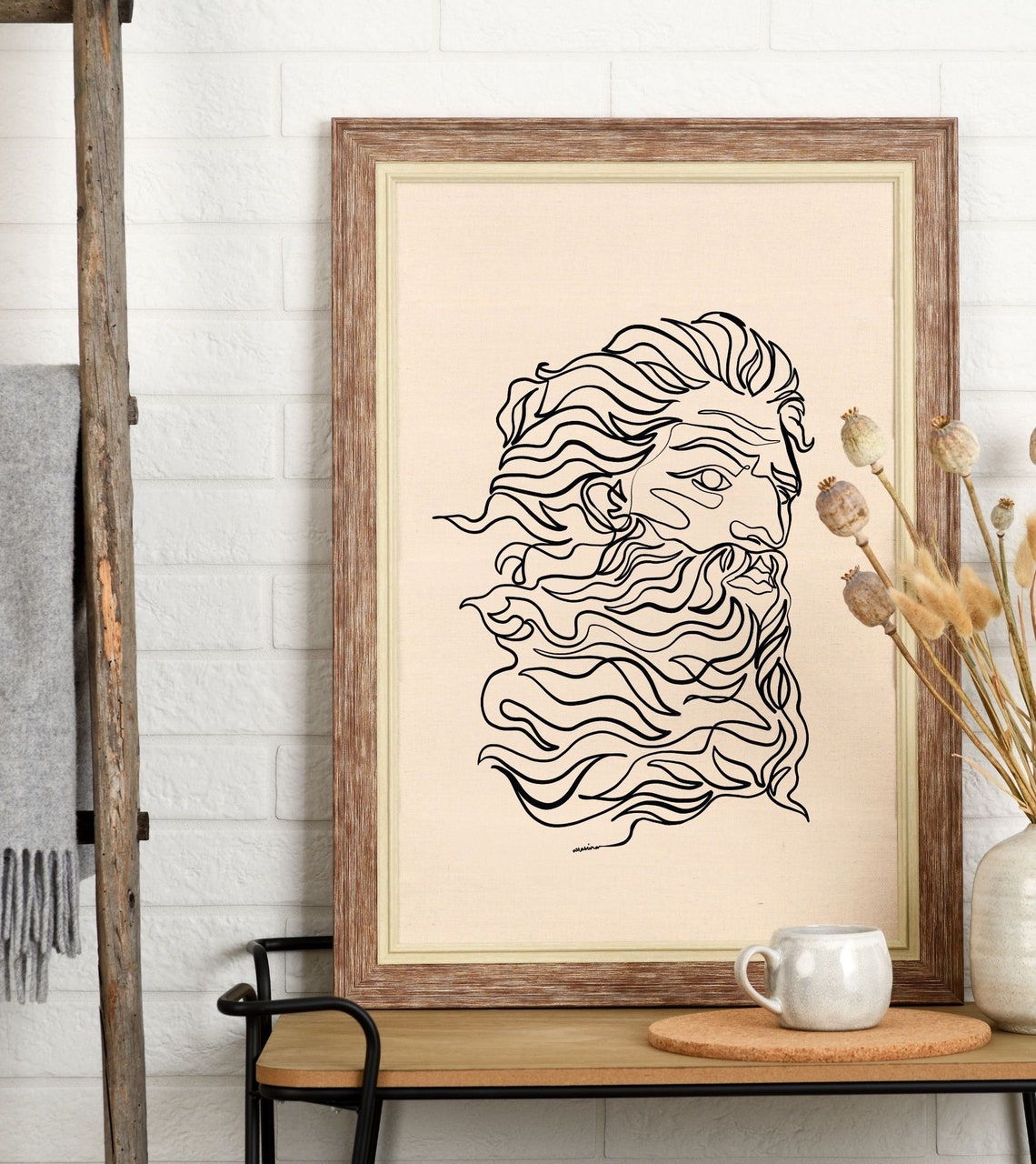 Zeus, God of Thunder, Sculpture, Printable One Line Drawing, Masculine ...