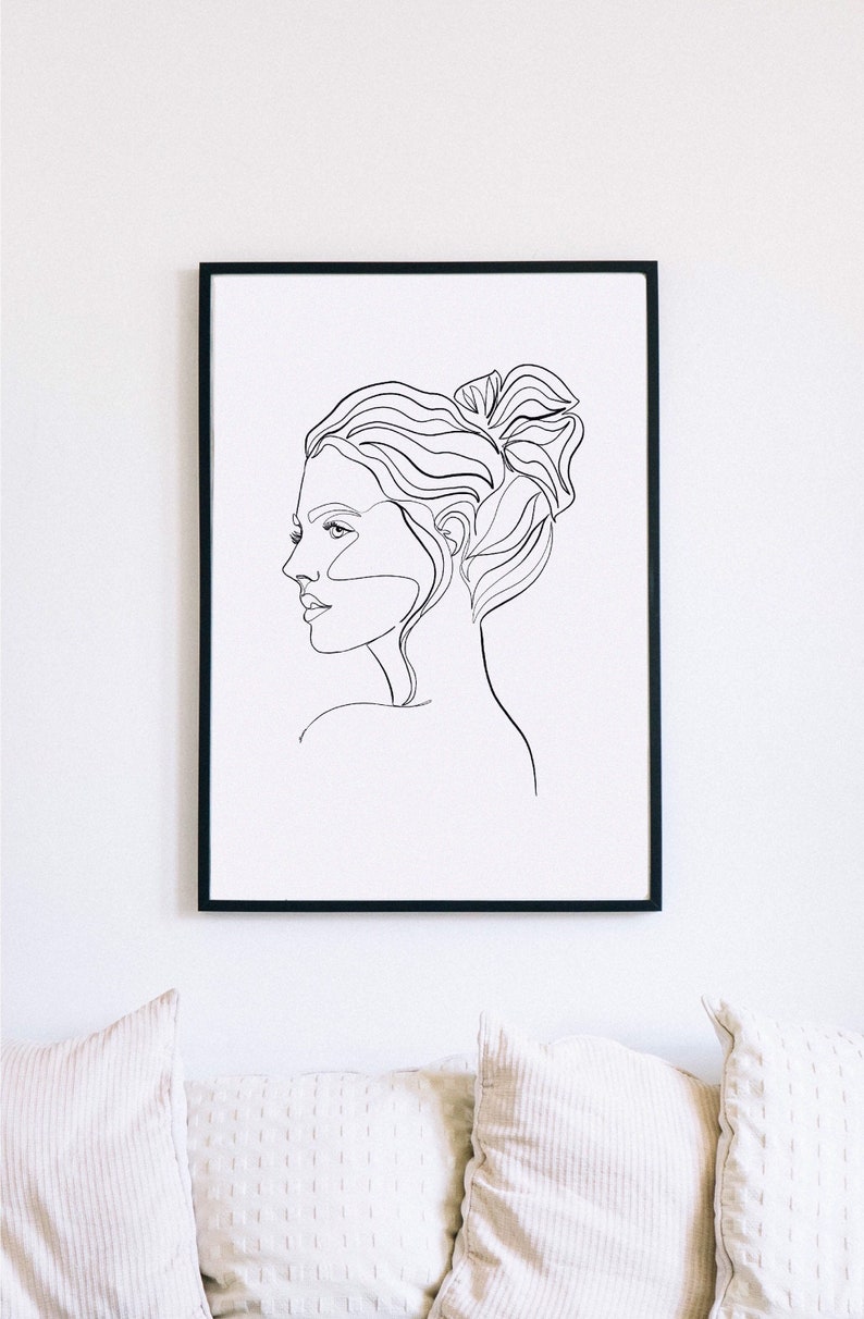 One Line Drawing. One Line Face, Feminine Minimalist Portrait, One Line ...