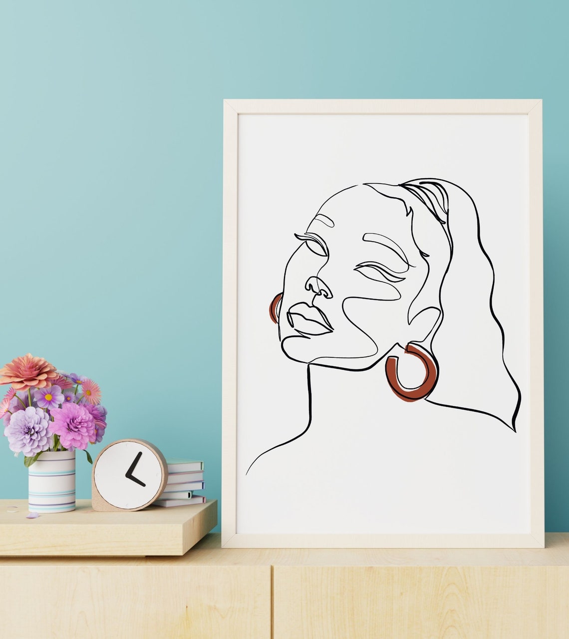 Ponytail Style Black Woman One Line Drawing Black - Etsy