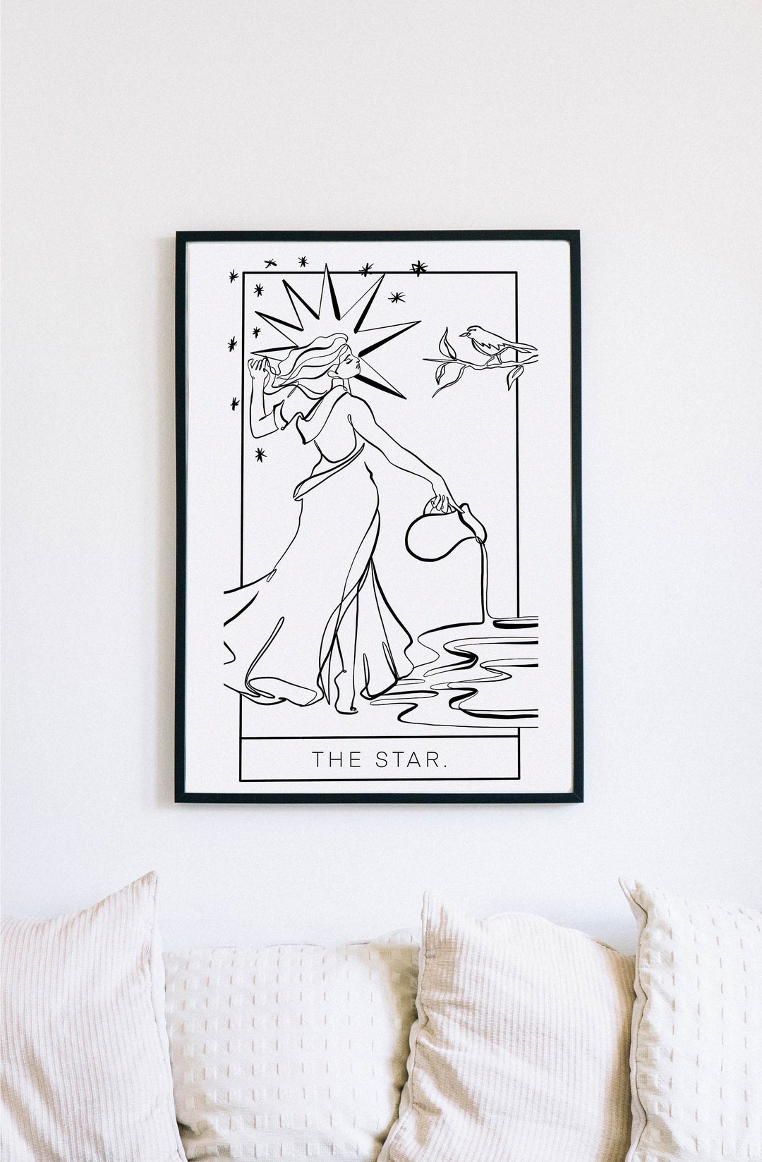 The Star, Tarot Cards, Printable One Line Drawing, Feminine Continuous ...