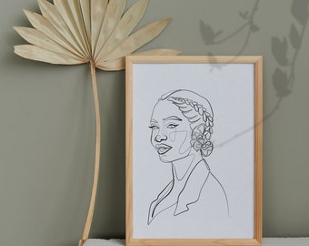 Abstract Female Face Print, Printable One Line Drawing, Feminine ...