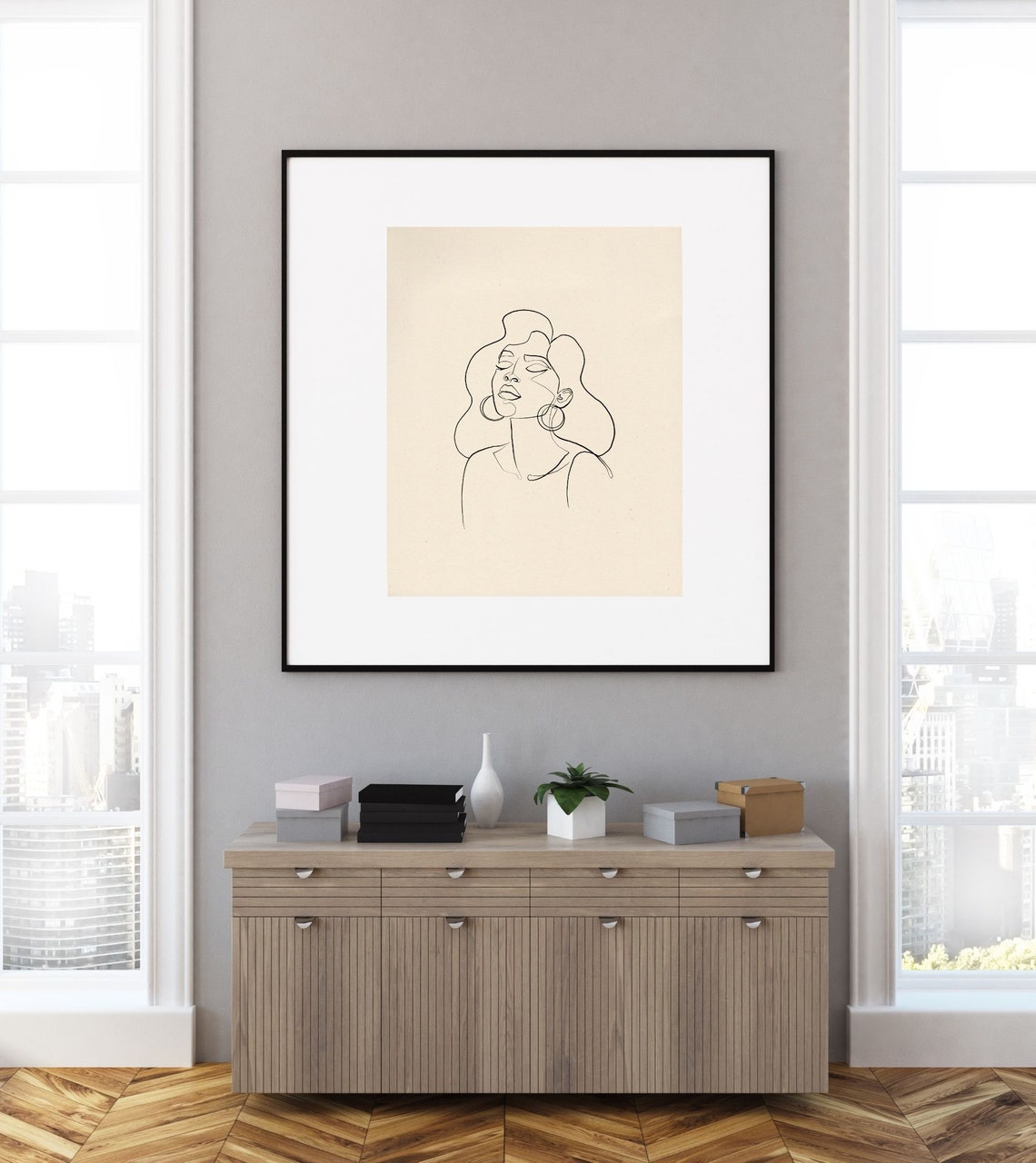 Ethereal Black Woman One Line Drawing Black Minimalism | Etsy