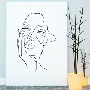 Abstract Female Face Print, Printable One Line Drawing, Feminine ...