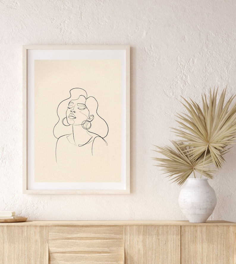 Ethereal Black Woman One Line Drawing Black Minimalism | Etsy