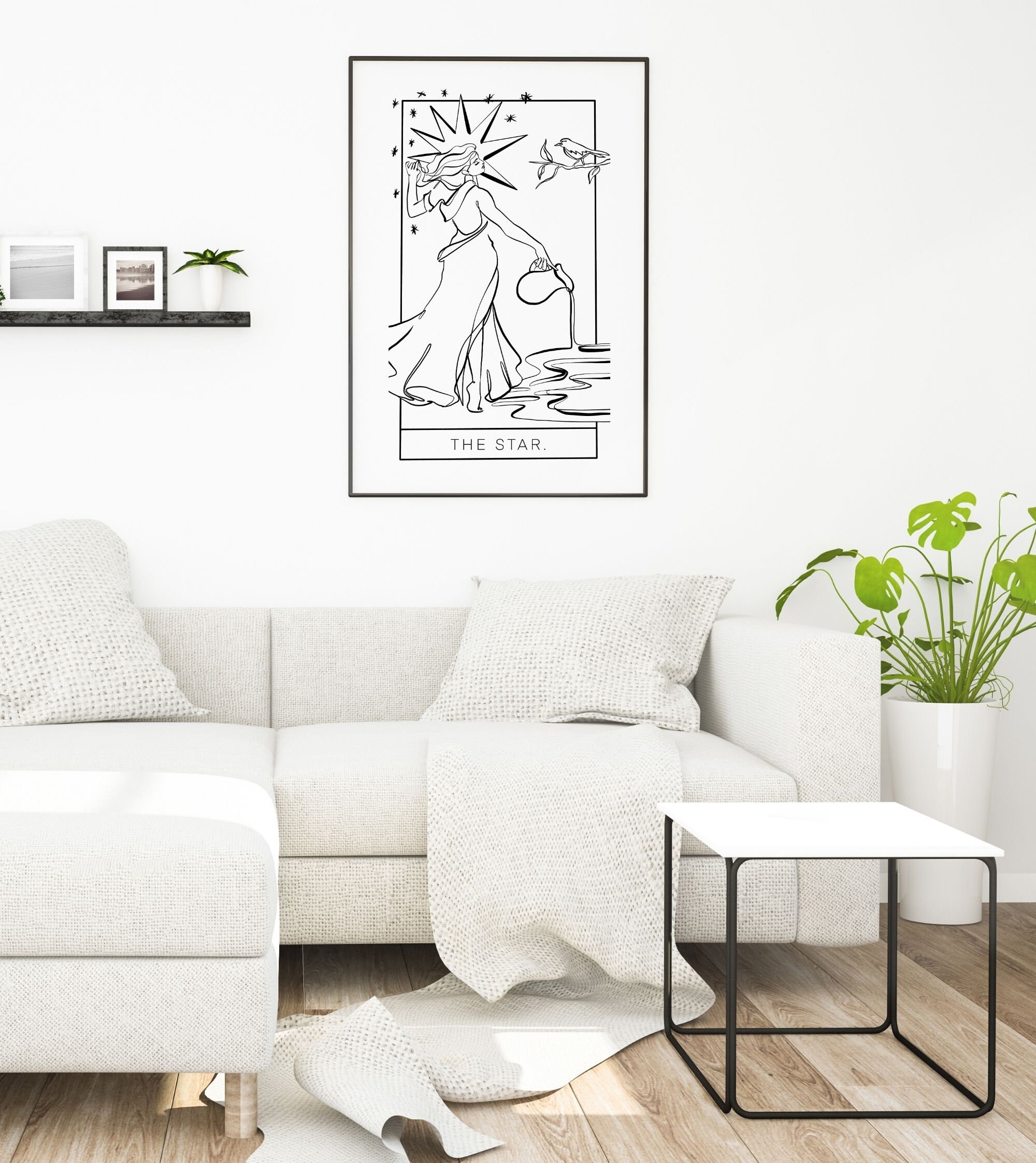 The Star, Tarot Cards, Printable One Line Drawing, Feminine Continuous ...
