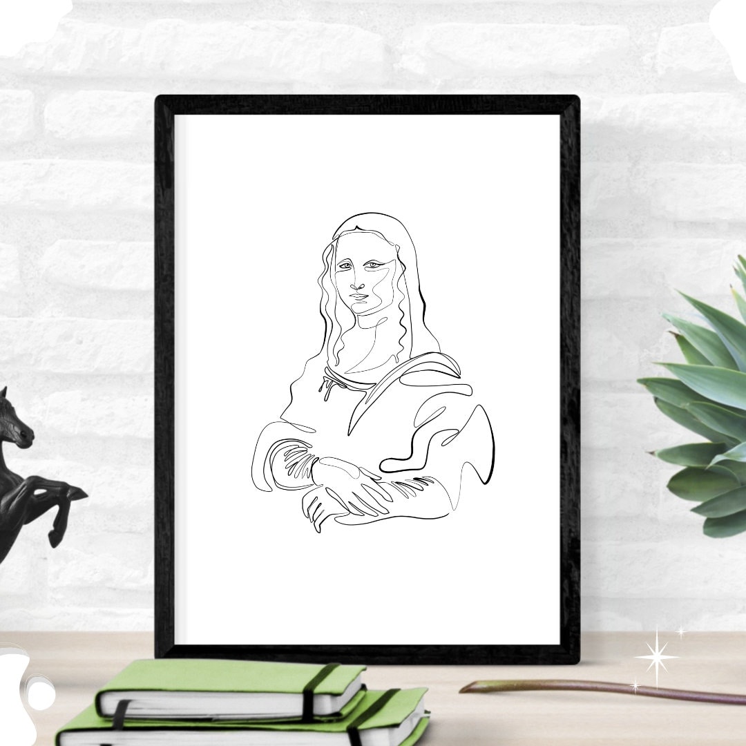 Abstract Mona Lisa Print,printable One Line Drawing, Leonardo Da Vinci ...