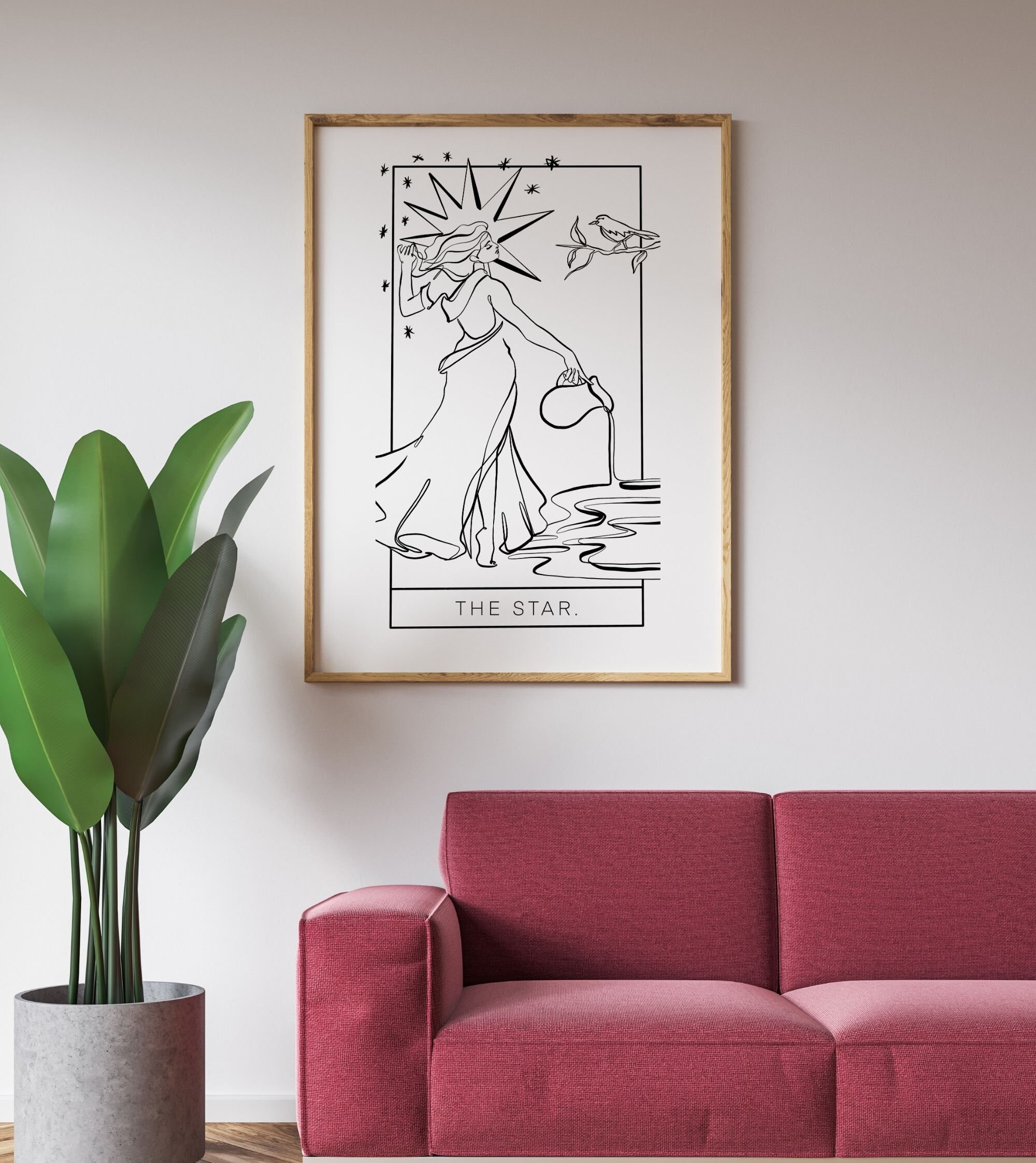 The Star, Tarot Cards, Printable One Line Drawing, Feminine Continuous ...
