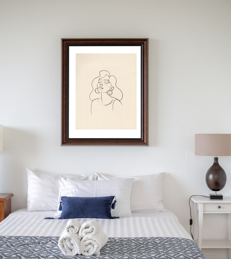 Ethereal Black Woman One Line Drawing Black Minimalism | Etsy