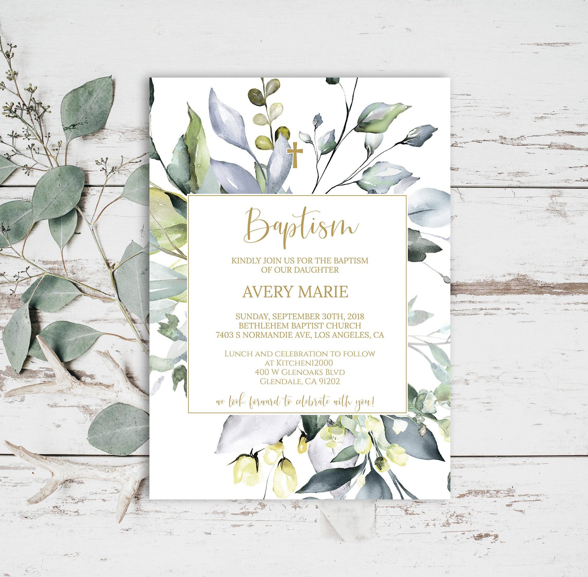 Baptism Invitation Girl Baptism Invitation Template | Etsy