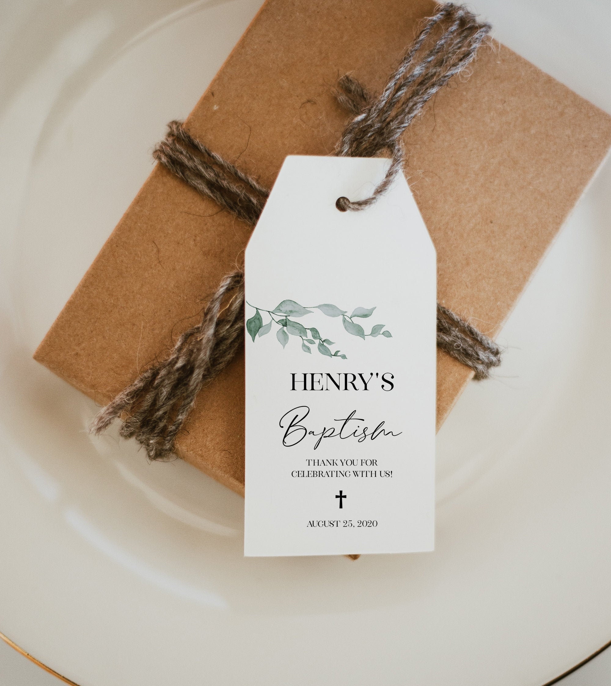 Christening Label Printable Sticker Round Favor Tag | Etsy