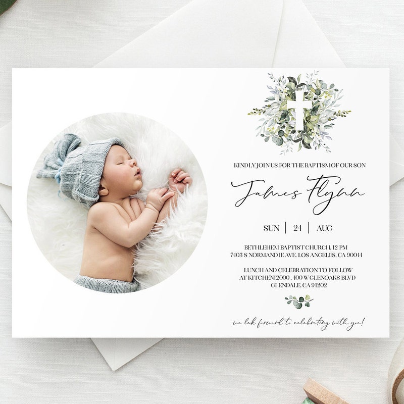 Baptism Photo Invitation - Etsy