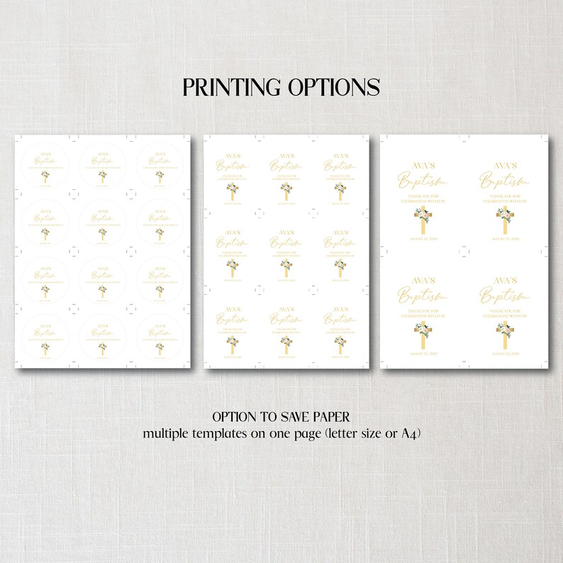 Baptism Sticker Template Printable Favor Tag Christening - Etsy