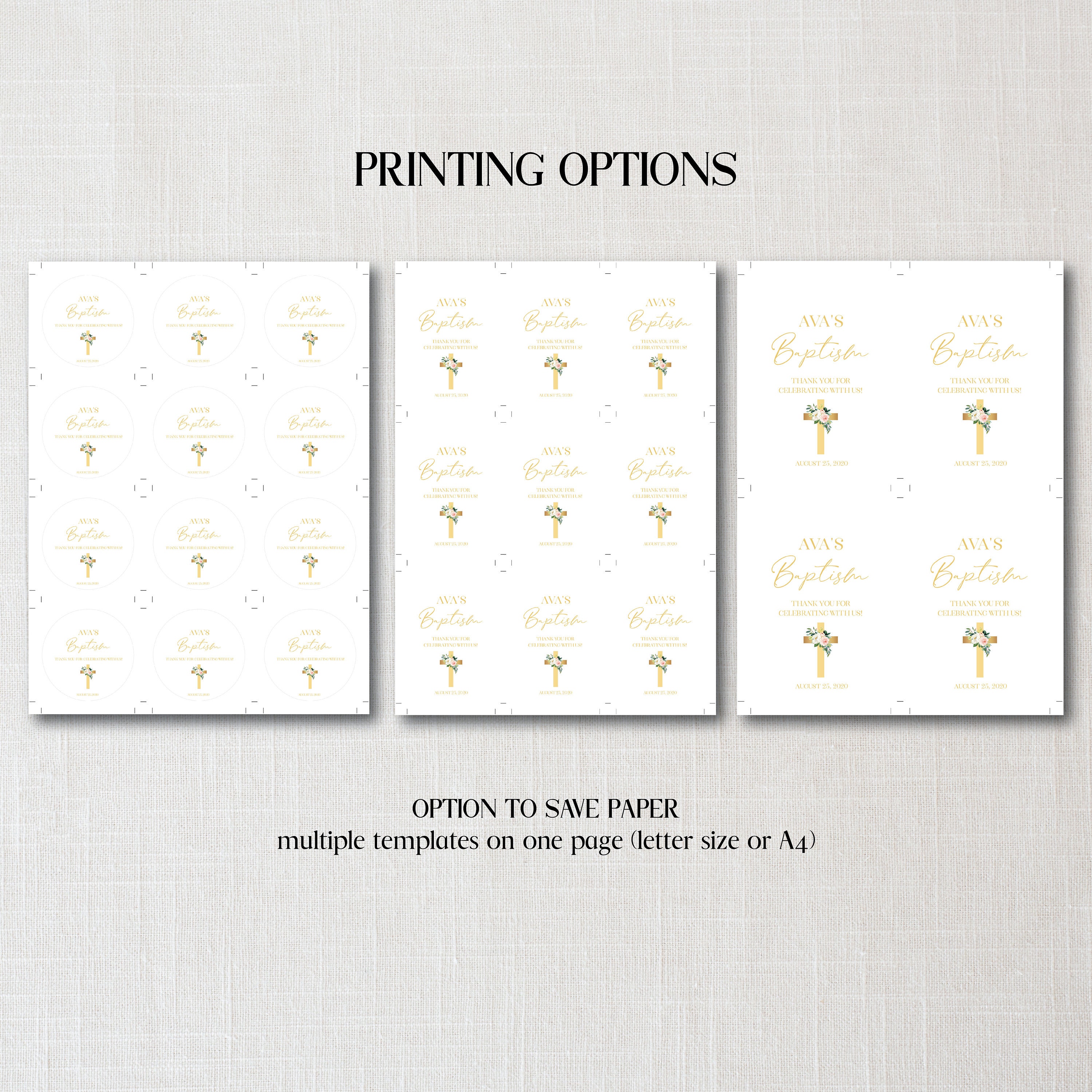 Baptism Sticker Template, Printable Favor Tag, Christening Decoration ...