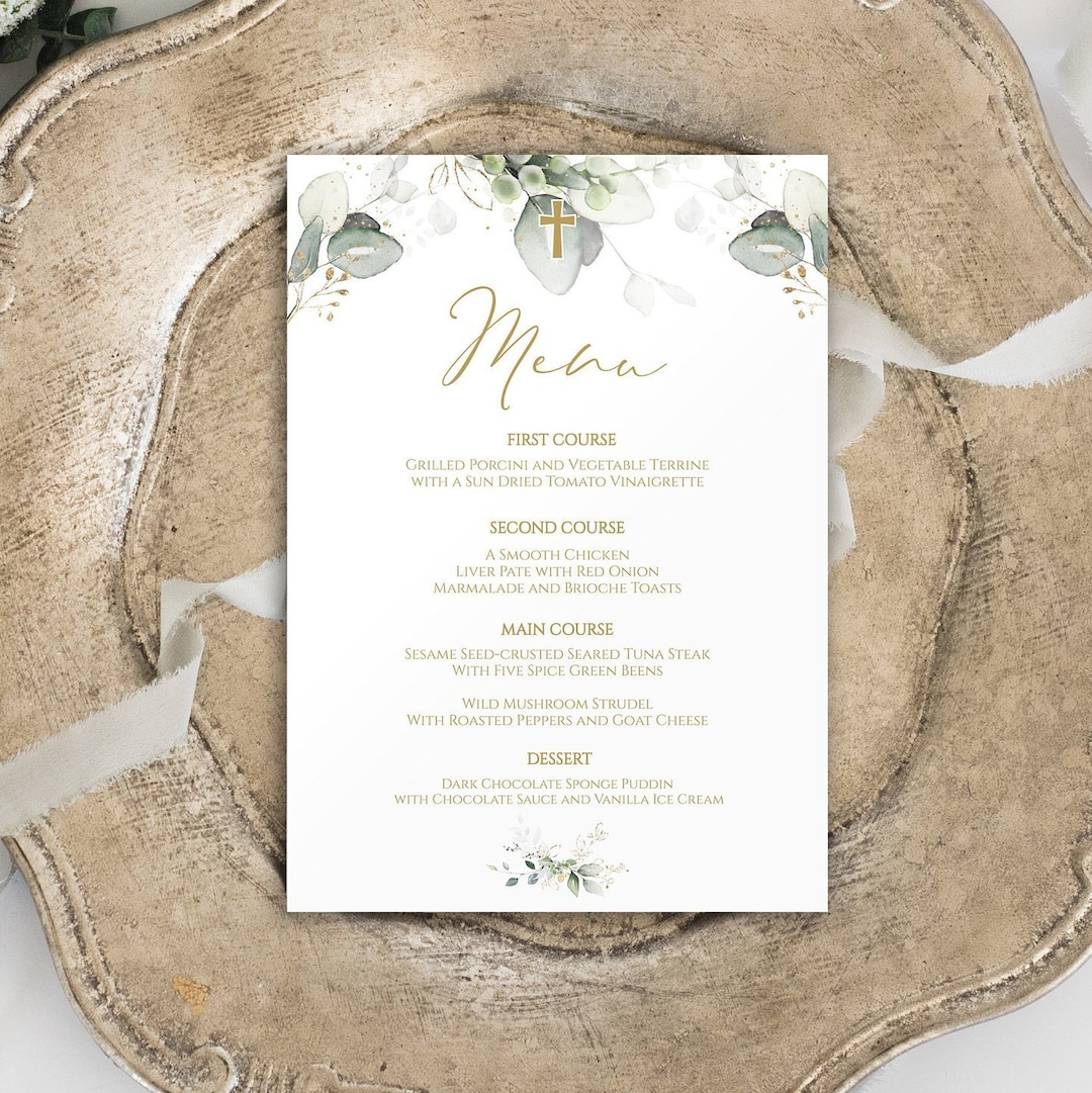 Baptism Menu, Christening Menu, First Communion Menu, Editable Menu ...