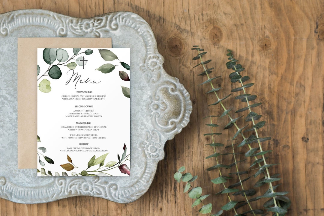 Baptism Menu, Christening Menu, First Communion Menu, Menu Template ...