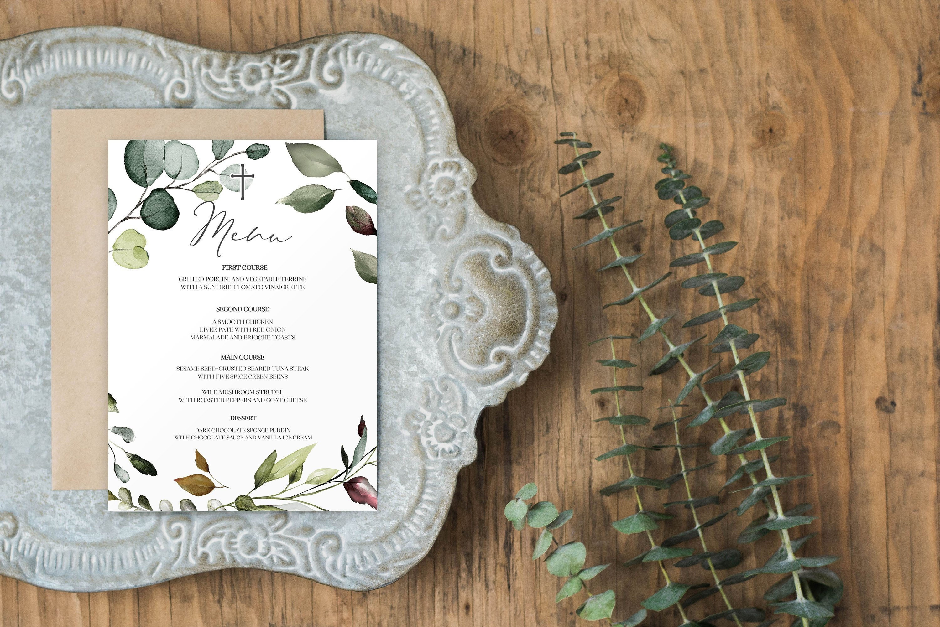 Baptism Menu Christening Menu First Communion Menu Menu | Etsy