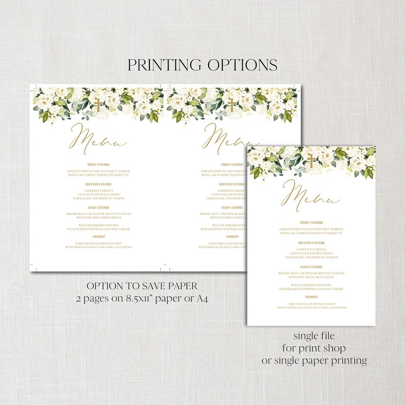 Baptism Menu Christening Menu First Communion Menu Digital | Etsy