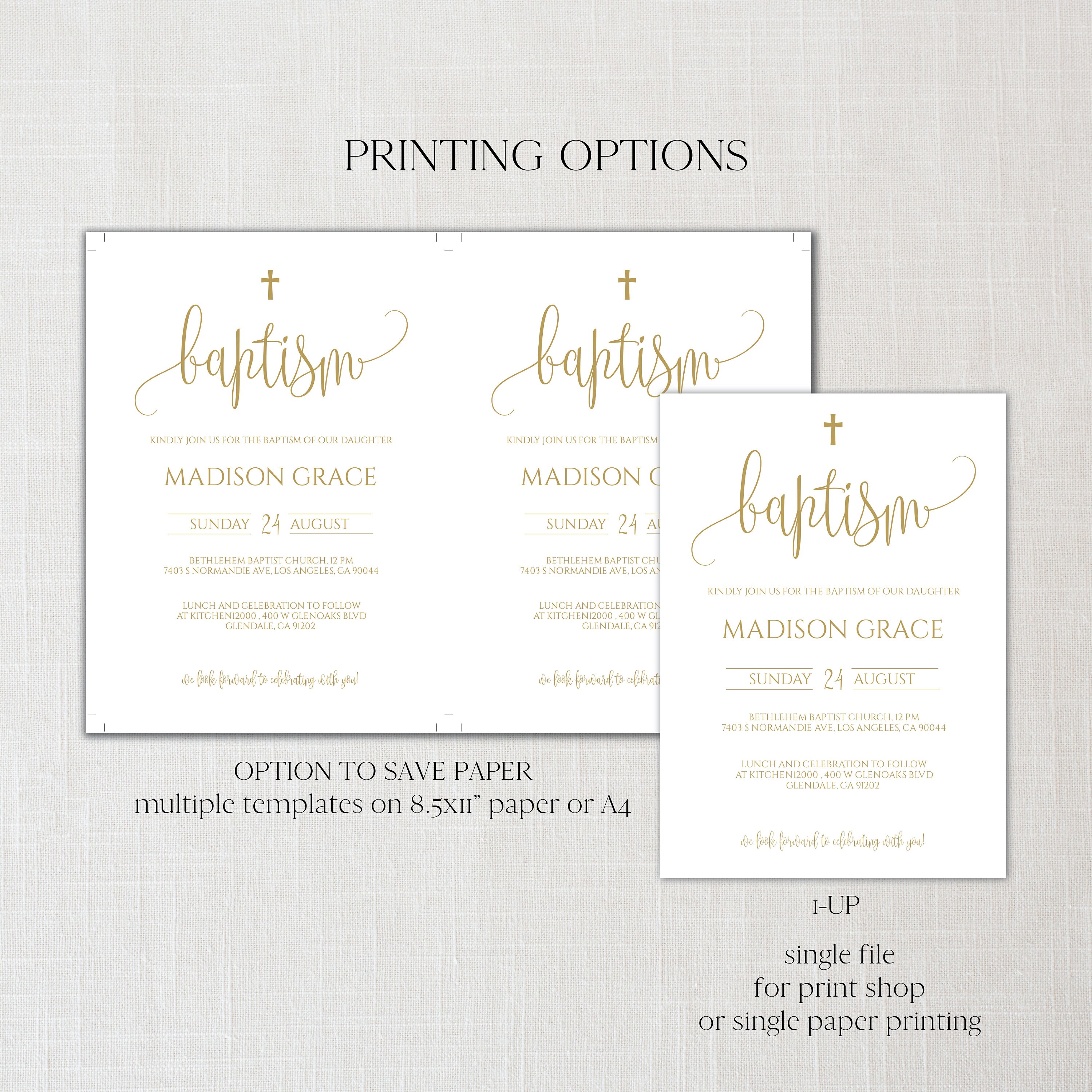 Simple Baptism Invitation Baptism Invitation Template | Etsy