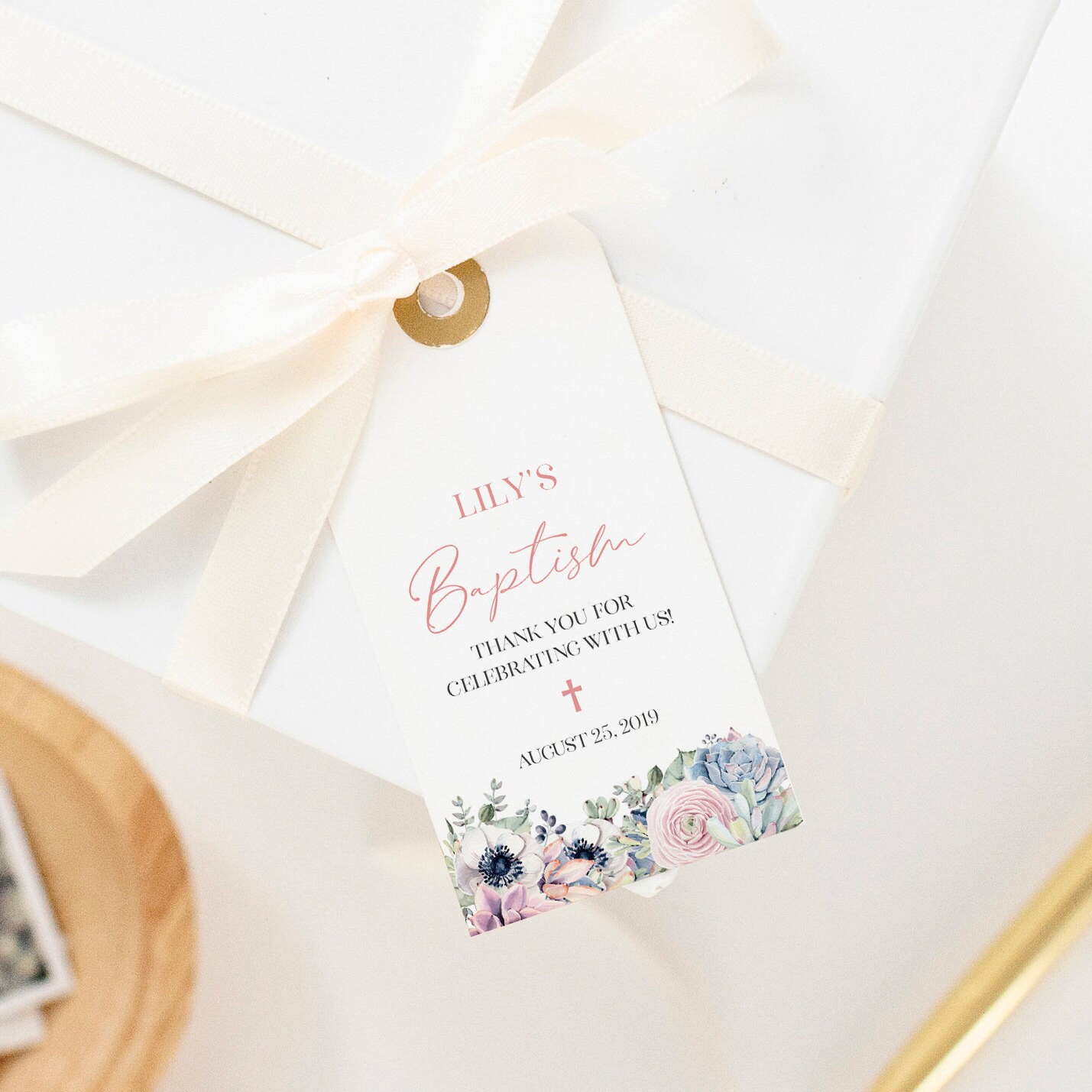 Printable Baptismal Round Favor Tags for Christening Events. | Etsy