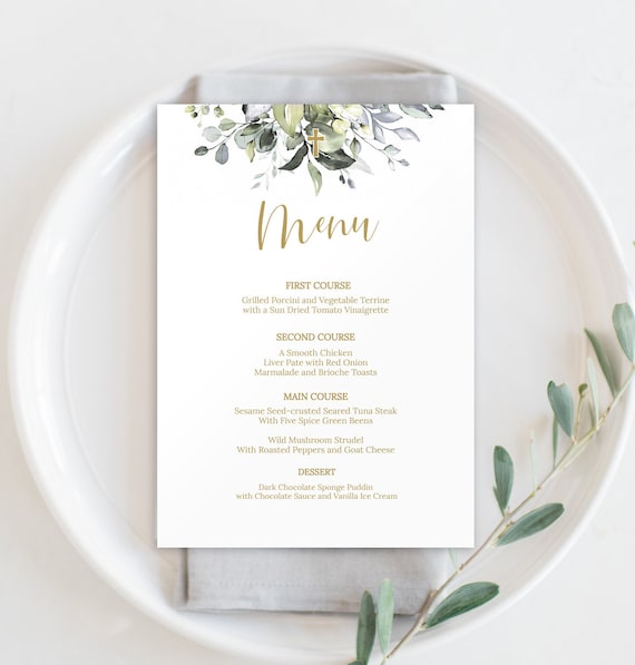 Baptism Menu Christening Menu First Communion Menu Editable | Etsy