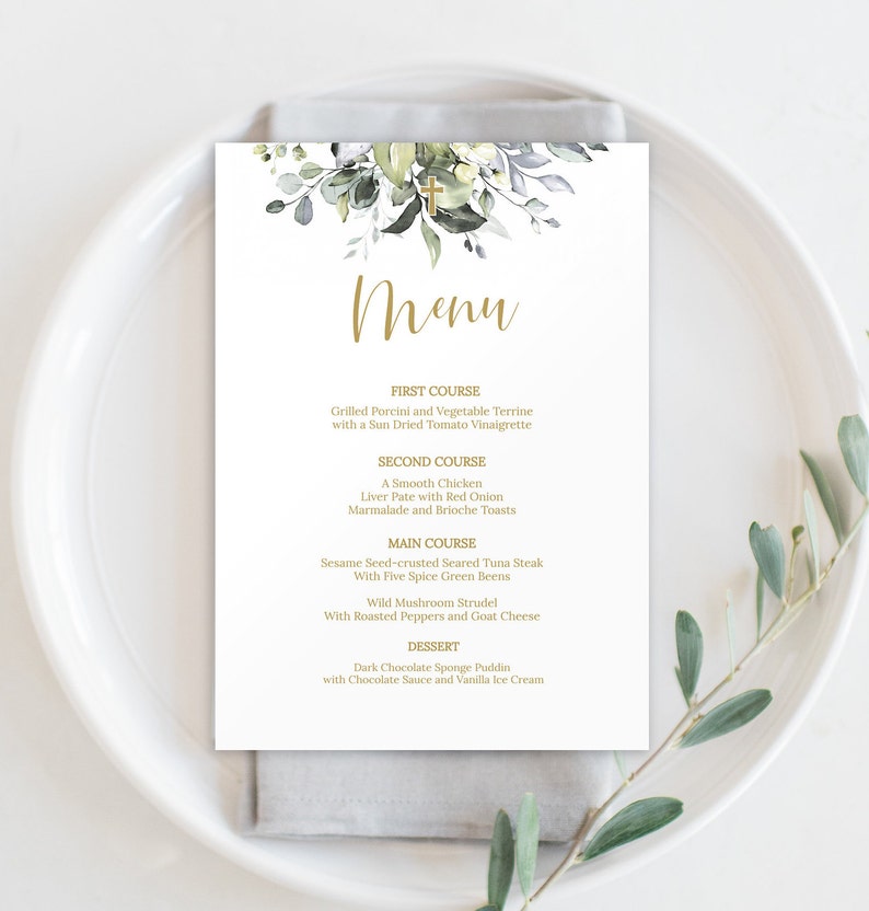 Baptism Menu Christening Menu First Communion Menu Editable | Etsy