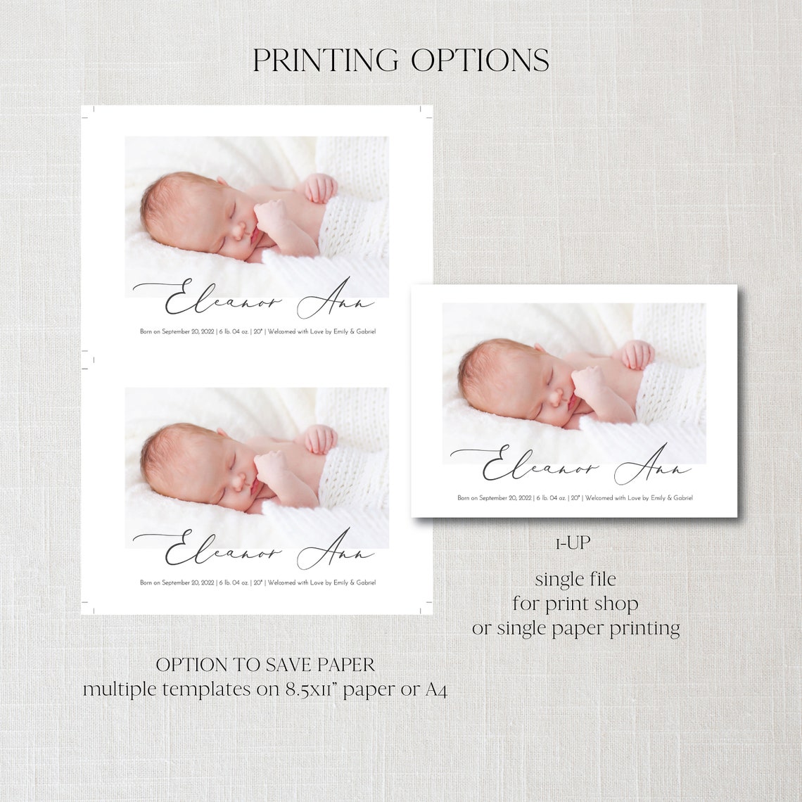 Printable Birth Announcement Card Birth Announcement | Etsy