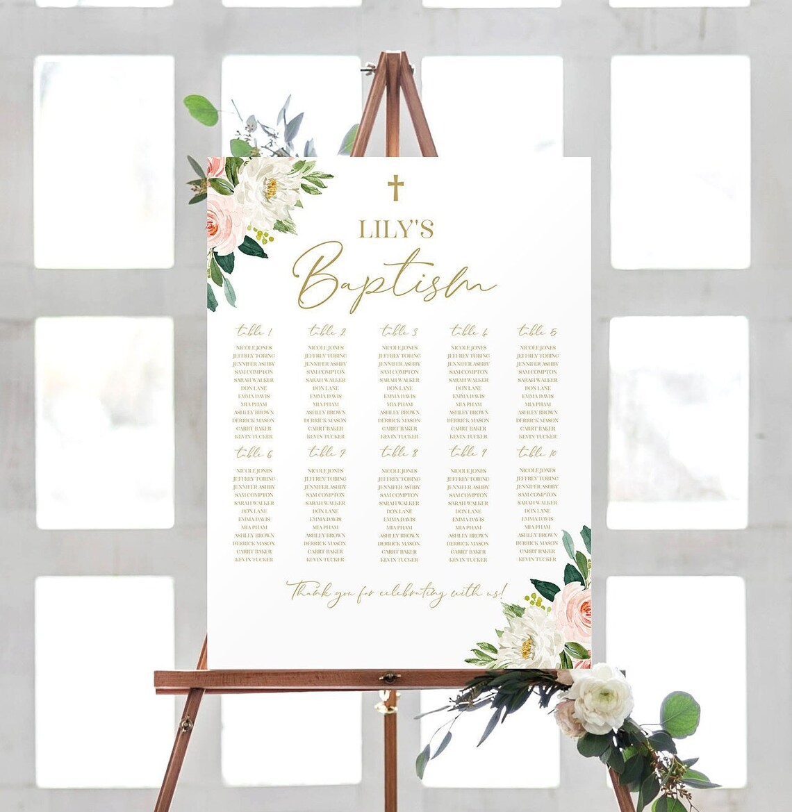 Baptism Seating Chart Template, DIY Seating Chart, Editable Seating ...