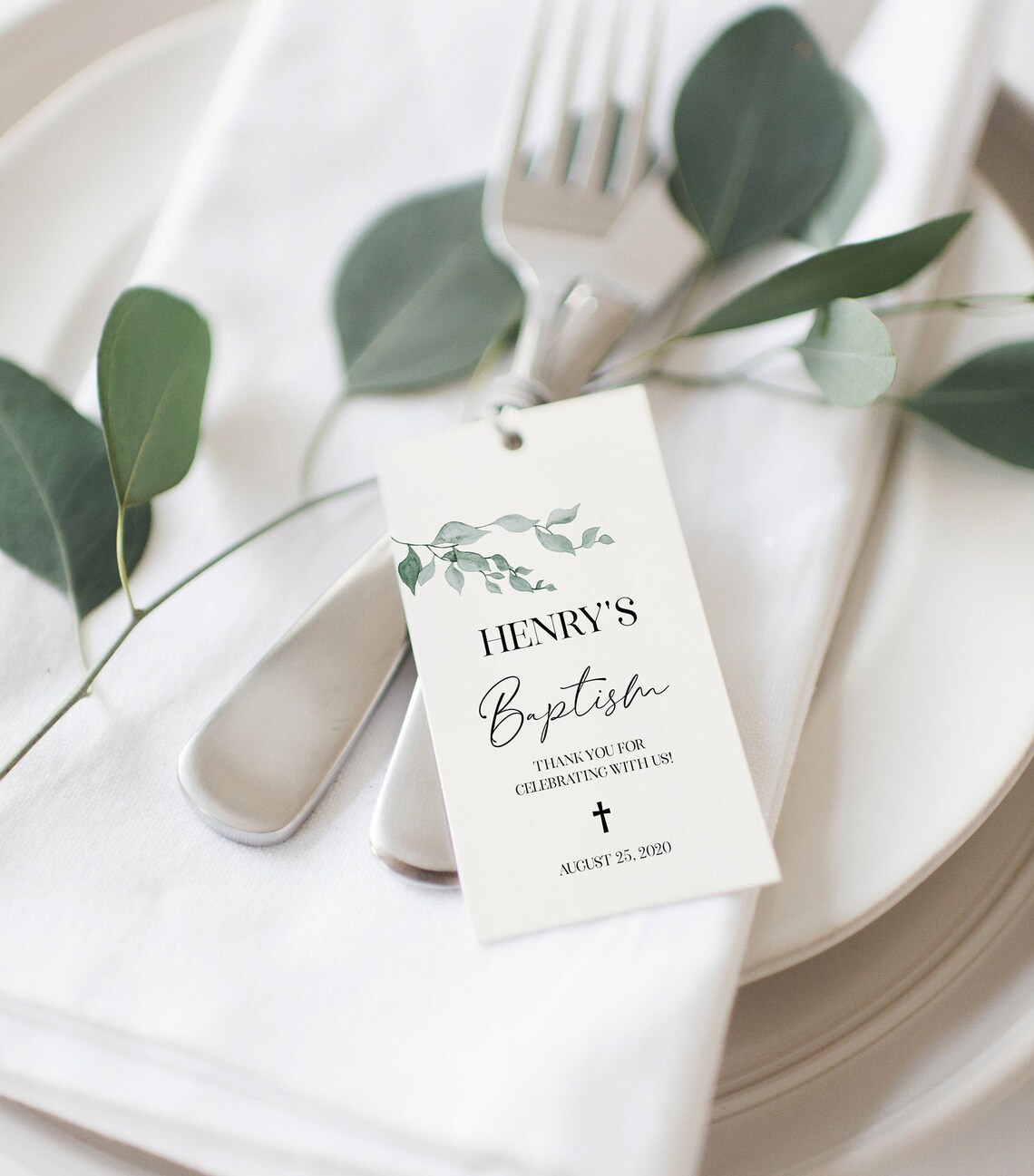 Christening Label Printable Sticker Round Favor Tag | Etsy