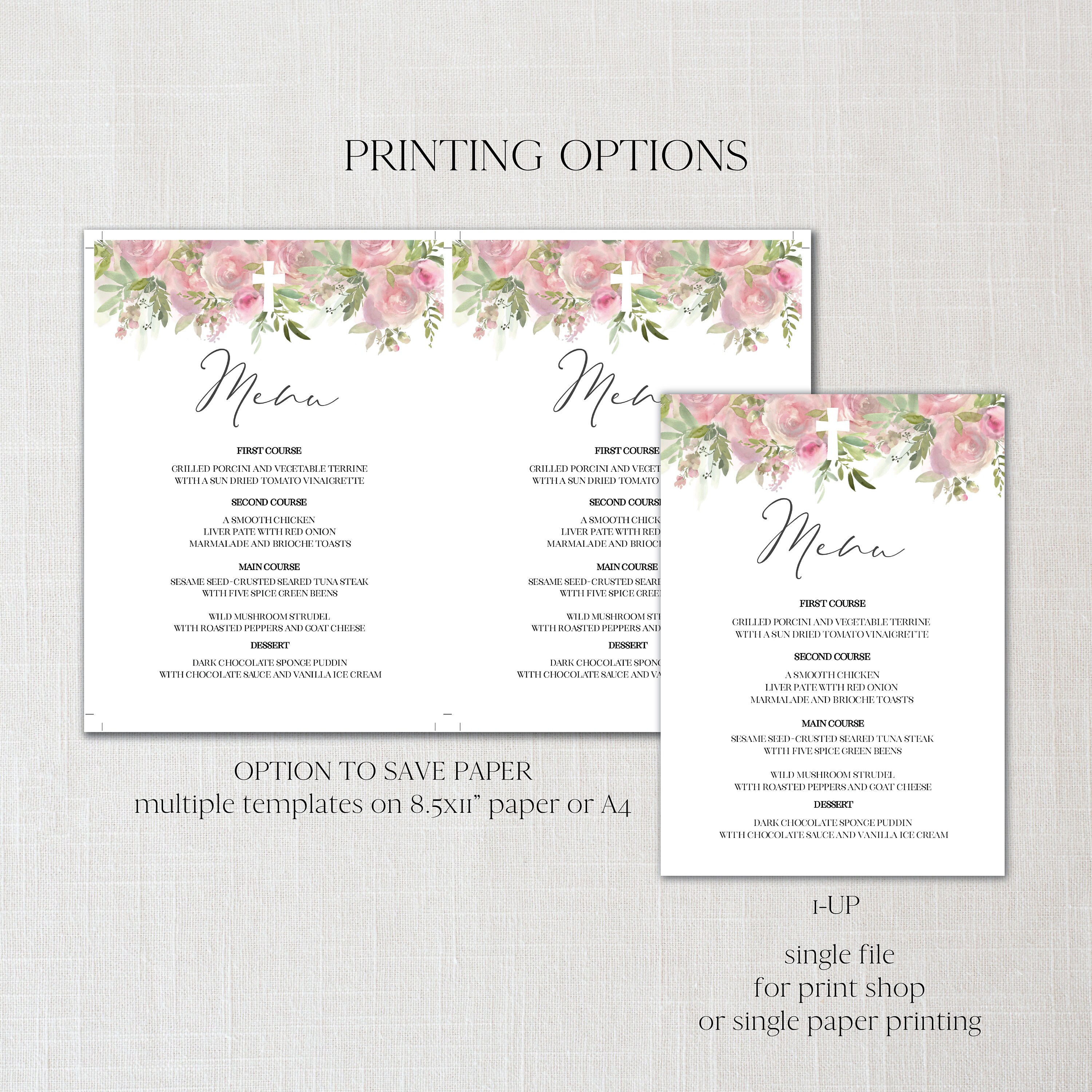 Baptismal Menu Card Christening Table Decor Baby Shower - Etsy