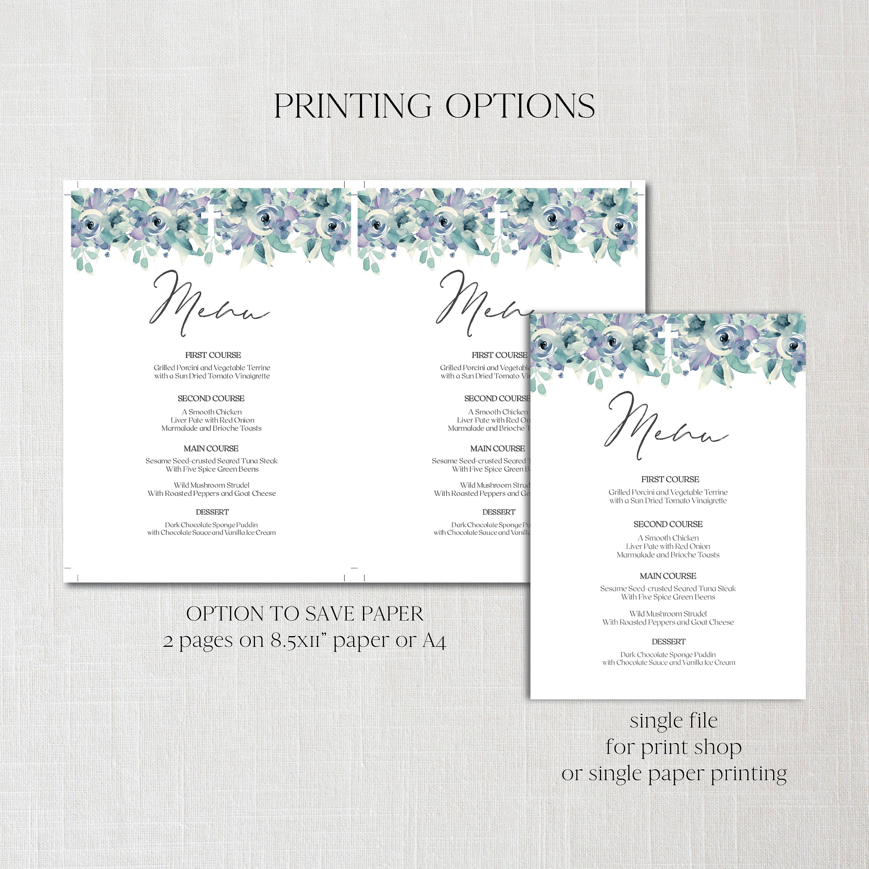 Baptism Menu Template Instant Download First Communion Menu - Etsy