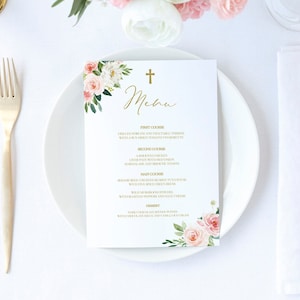 Christening Menu, First Communion Menu, Baptism Menu, Editable Menu ...