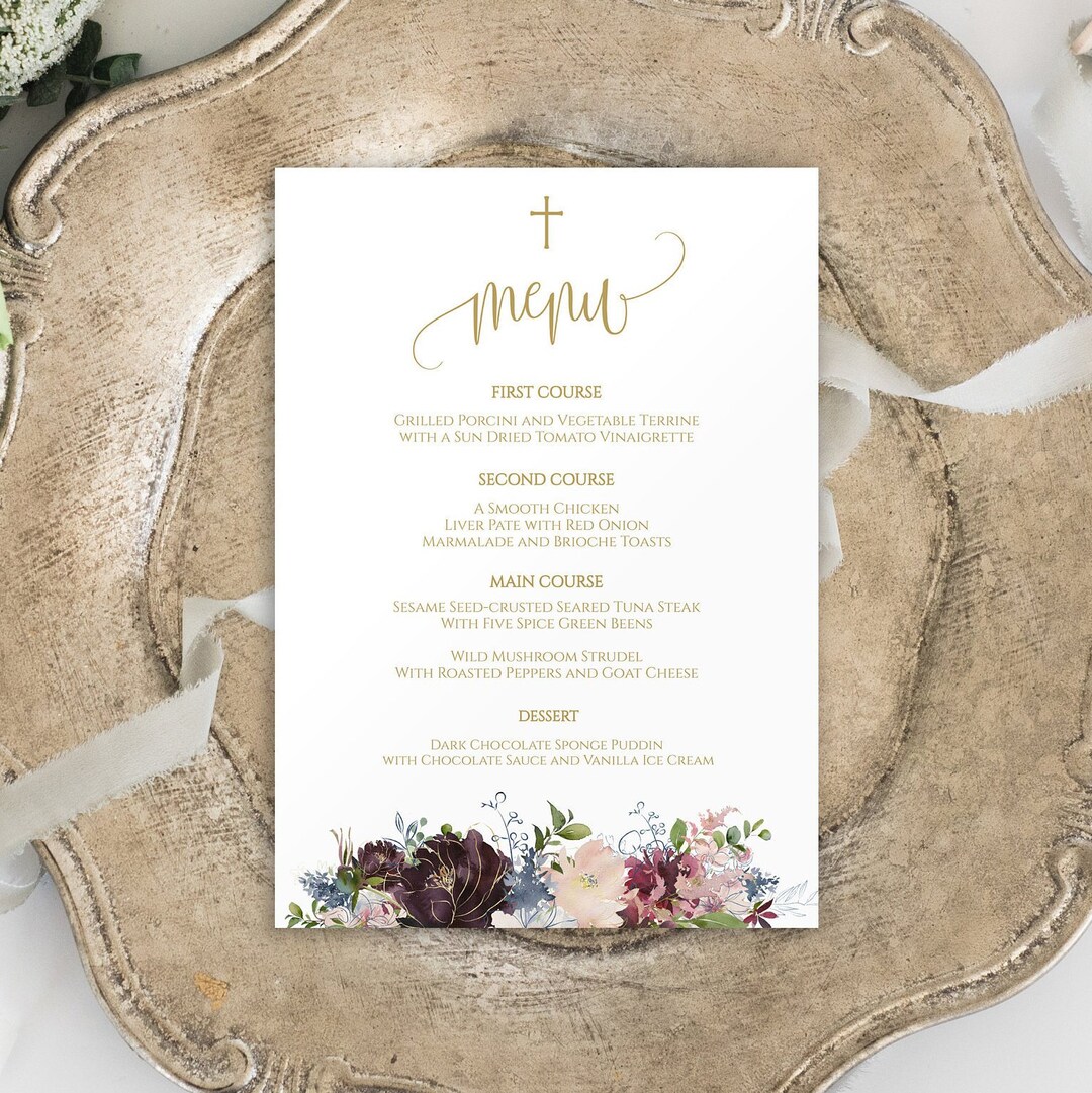 Editable Baptismal Menu Template for First Communion Celebrations ...