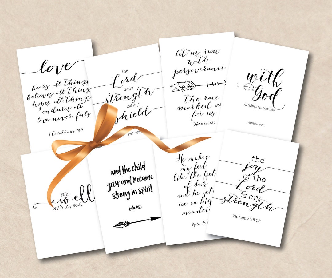 Printable Bible Verse Tags, Digital Bible Verse Cards, Religious Gift ...