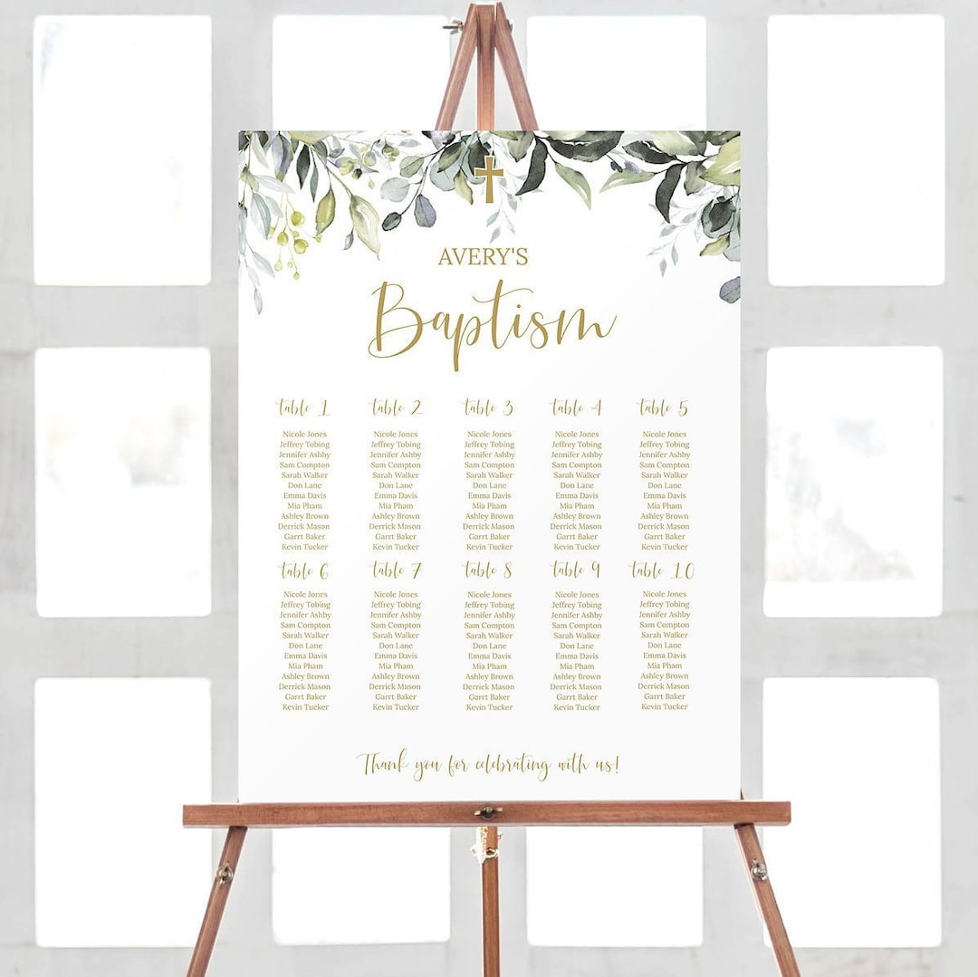Baptism Seating Chart Template, Baptism Printable, Baptism Decorations ...