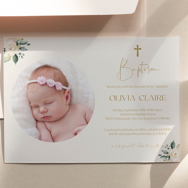 Baptism Photo Invitation - Etsy
