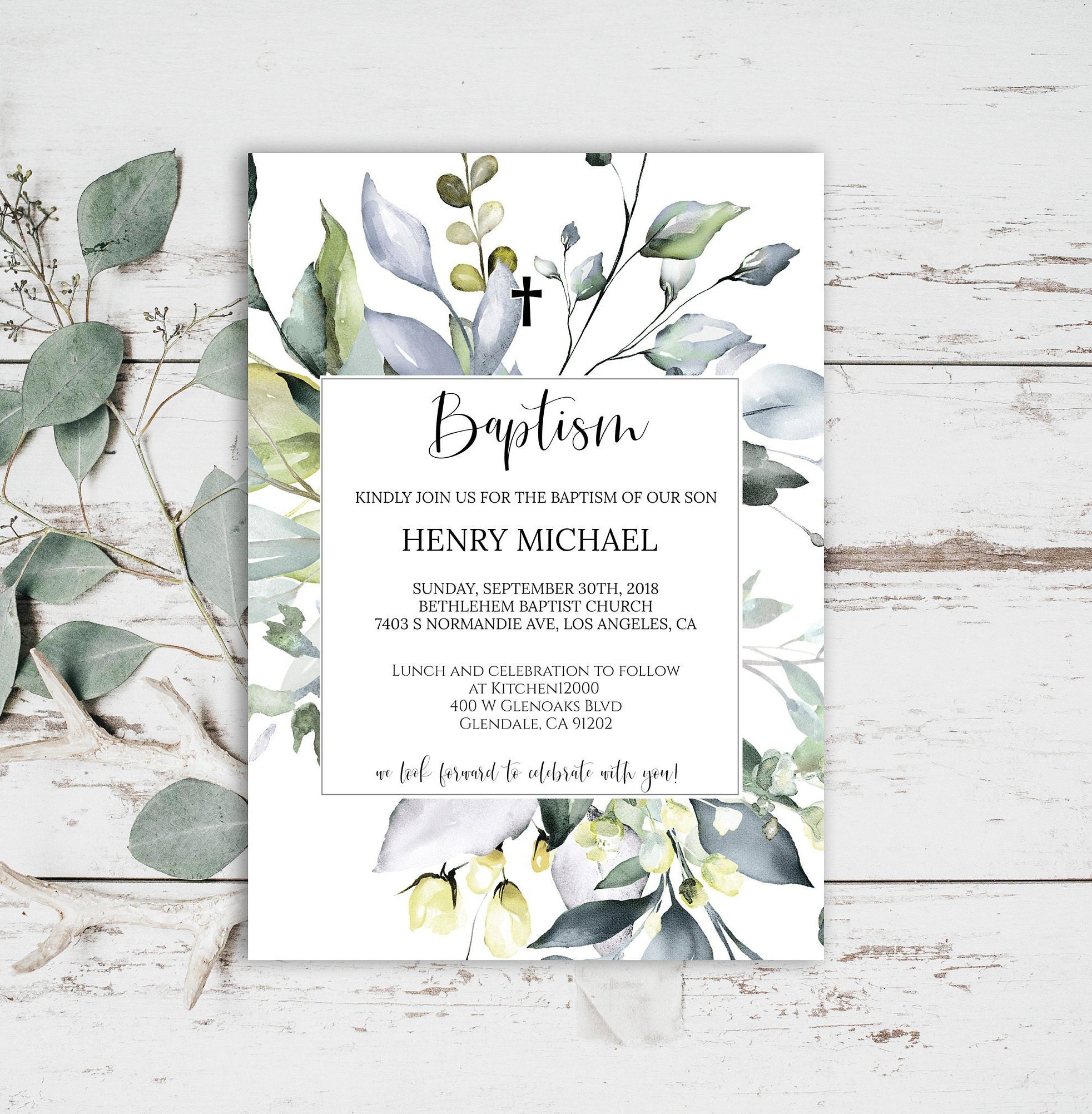 Baptism Invitation Boy Baptism Invitation Template | Etsy