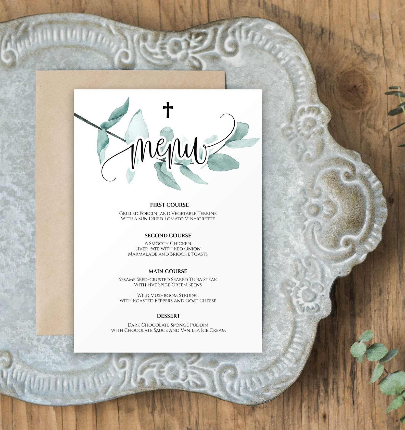Menu for Baptism, Instant Download, Greenery Baptism Menu, Christening ...